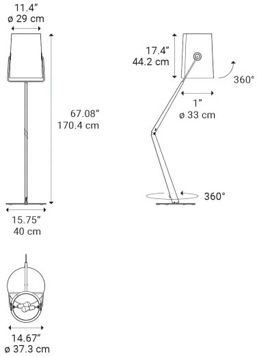Diesel 50570 2600 Fork floor, podlahová lampa z béžového kovu a šedé tkaniny, 2x25W E14, výška 170,4cm