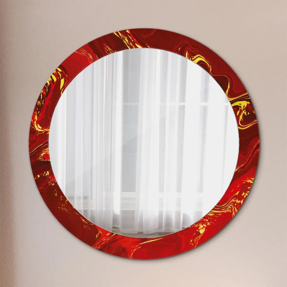 Kulaté dekorativní zrcadlo na zeď Červený mramor fi 80 cm