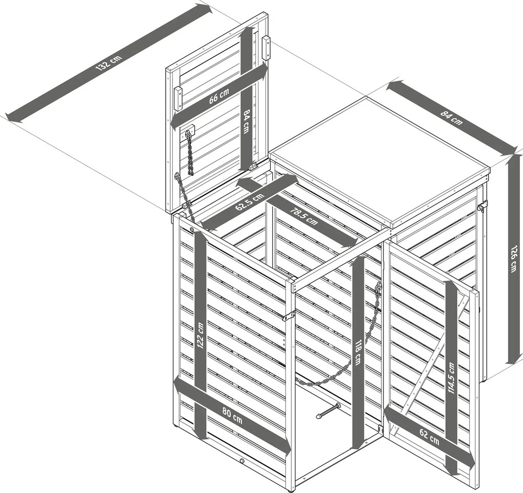 Tchibo - Box na 2 popelnice s různými možnostmi instalace, 2x 240 l