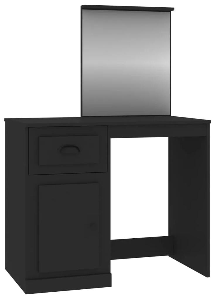 Toaletní stolek se zrcadlem černý 90 x 50 x 132,5 cm kompozit