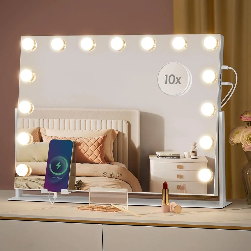 Kosmetické zrcadlo Komis s LED osvětlením bílé