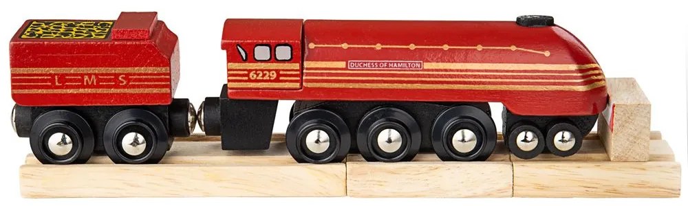 Bigjigs Rail replika lokomotivy Duchess of Hamilton + 3 koleje