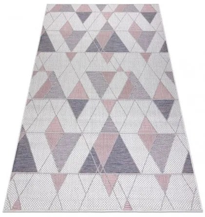 Dywany Luszczow Kusový koberec SISAL SION Geometrický, Trojúhelníky 3006 ecru / růžový Rozměr koberce: 60 x 300 cm
