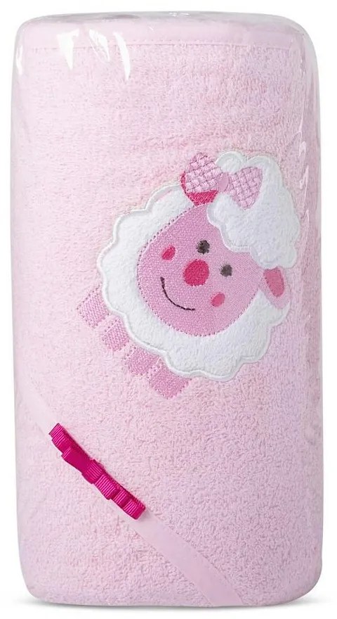 Ručník T/0472 Baby 31 75x75 dárkový ručník s kapucí růžový 500g/m2 Eurofirany