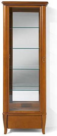 Prosklená vitrína se zrcadlem Celie 2, HDF,MDF, dřevotřísková deska dýhovaná + dřevěné lišty, třešeň orland, 66x188x42 cm