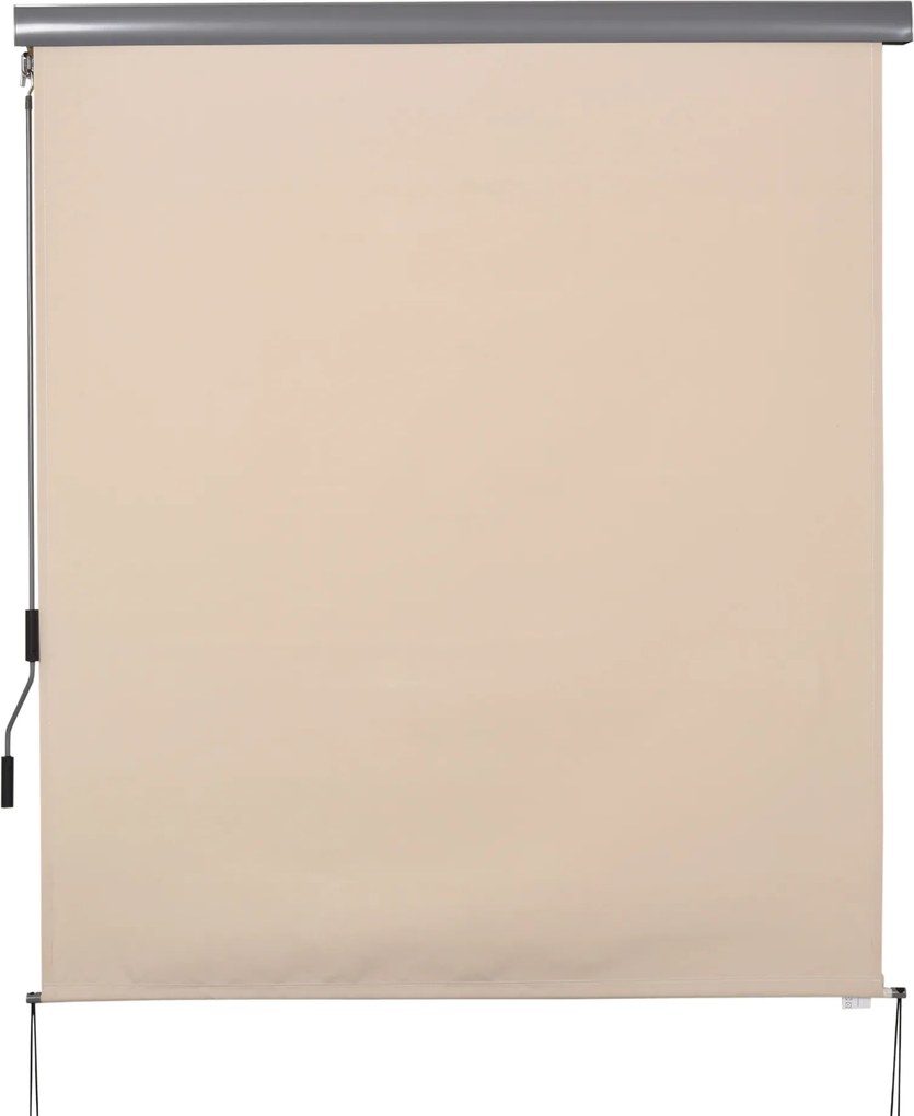 Outsunny Venkovní Rolovací Záclona 2,5 x 1,6 m Skladatelný Vertikální Sluneční Stín s Kličkou, Hliník a Polyester 280 g/m² UV50+ Ochrana pro Balkon, …