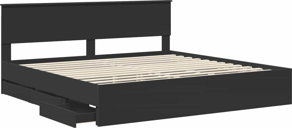 Rám postele se zásuvkou Černá 200 x 200 cm Inženýrské dřevo 3410673