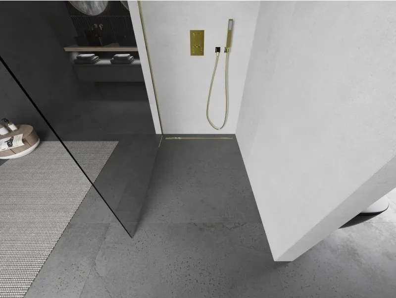 Mexen Kioto sprchová stěna Walk-in 70 x 200 cm, transparentní 8 mm, zlatá - 800-070-101-50-00