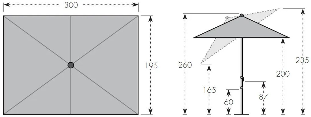 Slunečník DOPPLER Expert Auto Tilt 300 x 200 cm nastavitelný černá