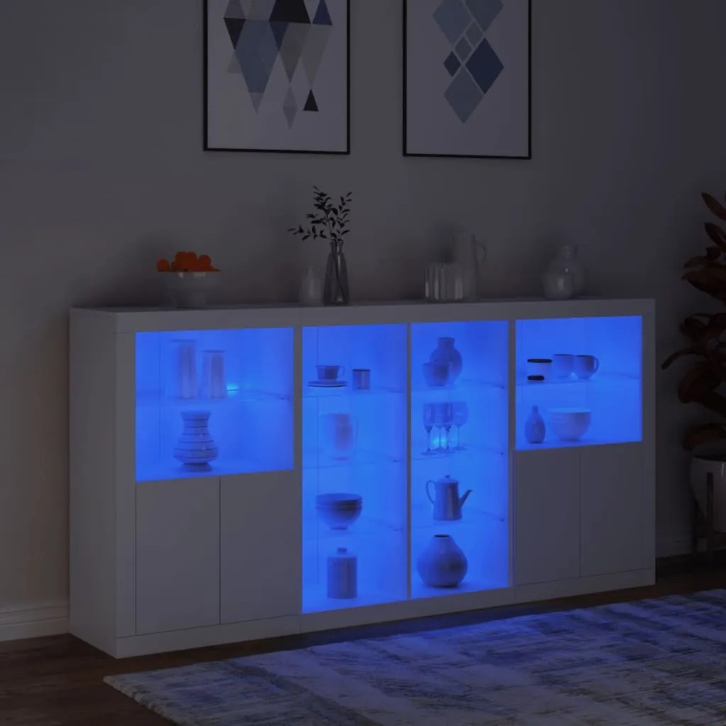 Příborník s LED osvětlením bílý 202 x 37 x 100 cm 3209184