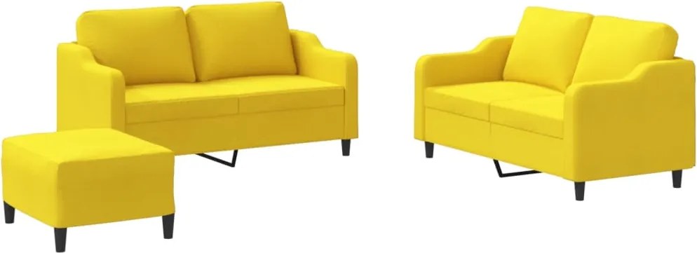 3dílná sedací souprava s poduškami světle žlutá textil 3201815