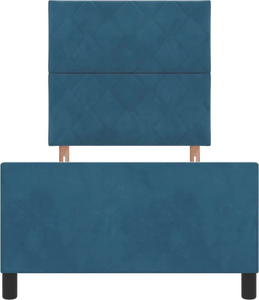 Postel s boxspringem s čelo Tmavě modrá 90 x 190 cm samet 3344979