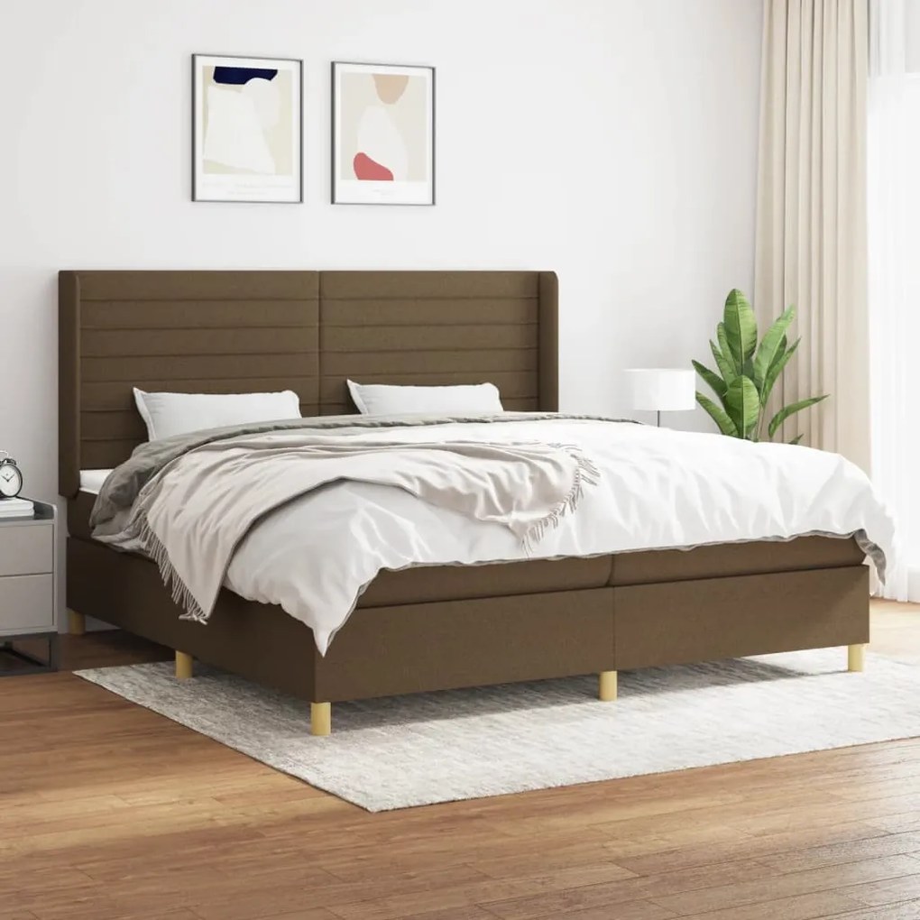 Box spring postel s matrací tmavě hnědá 200x200 cm textil 3132100