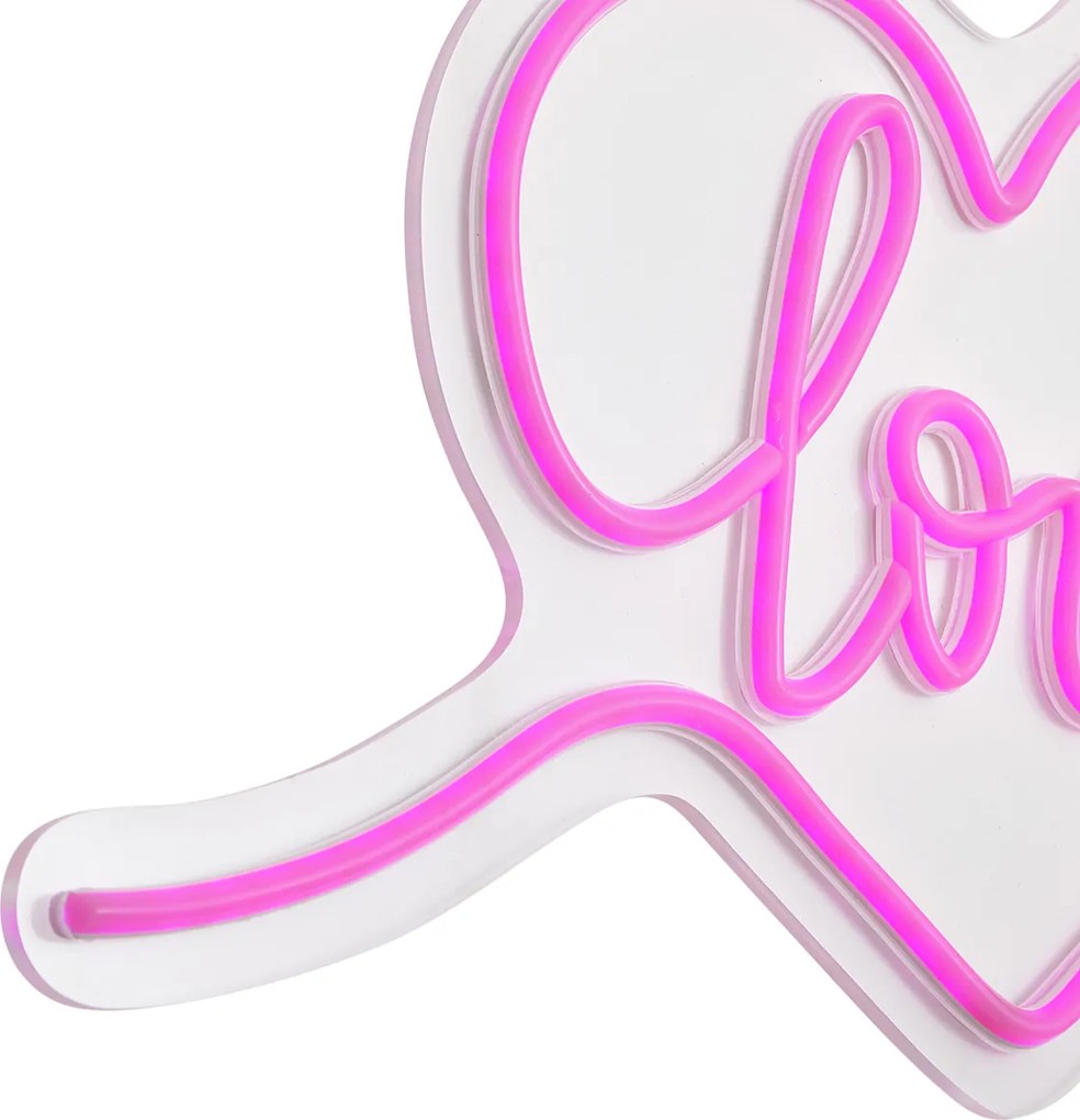 Neonové nástěnné světlo růžové vč. LED - Love