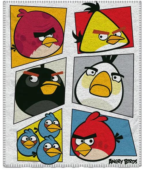 Halantex Fleece deka Angry Birds bílá polyester 120/150 cm