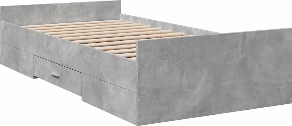 Rám postele se zásuvkami betonově šedý 75 x 190 cm kompozit 3280352