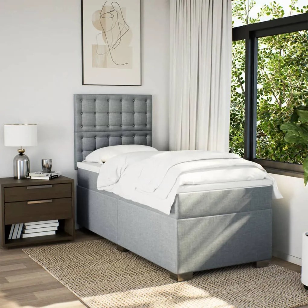 Box spring postel s matrací světle šedá 80 x 200 cm textil 3290329