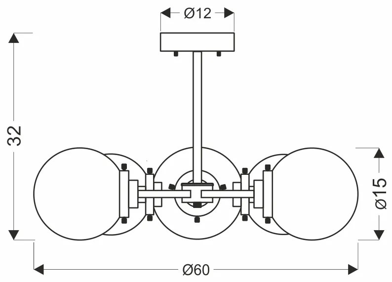 Černo-patinové stropní svítidlo Lens pro žárovku 5x E14  - Candellux