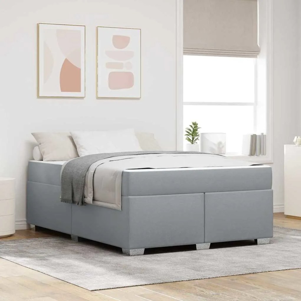 Rám postele s matrací Světle šedá 140 x 200 cm textil 3399187