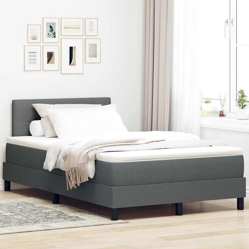 Postel s boxspringem s čelo Tmavě šedá 120 x 190 cm textil 3338672