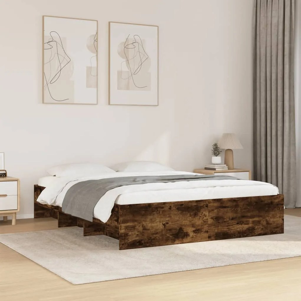 Rám postele bez matrace kouřový dub 160x200cm kompozitní dřevo 3295643