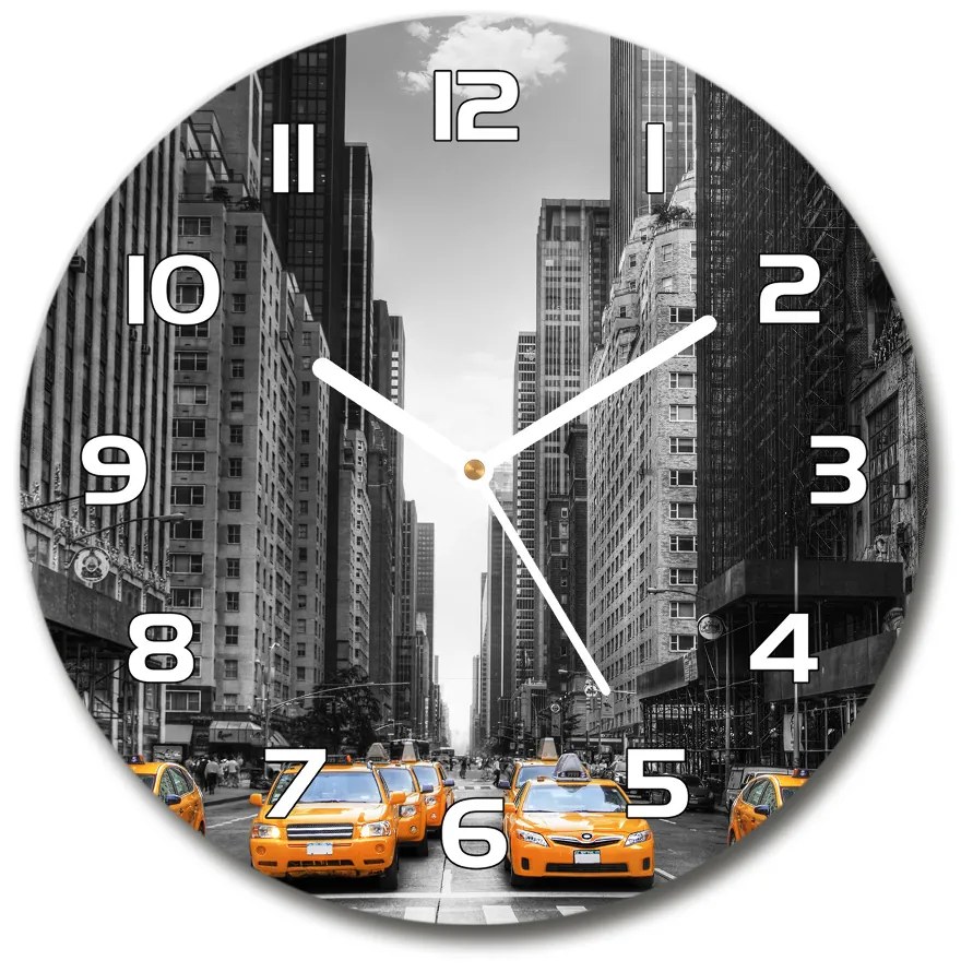 Wallmuralia Skleněné hodiny kulaté Taxi New York fi 30 cm