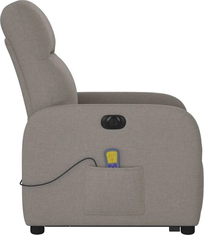 Elektrické zvedací masážní polohovací křeslo taupe textil 3303009
