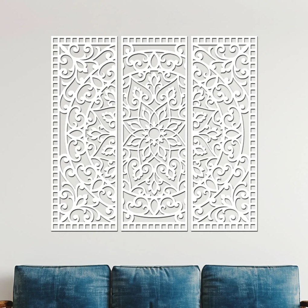 dřevo života 3 dílná dřevěná mandala na zeď ORACULUM Zvolte barvu dekoru: Třešeň, Rozměry šxv (cm): 84x80