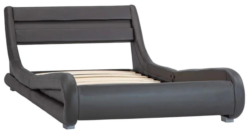 Petromila Rám postele s LED světlem šedý umělá kůže 100 x 200 cm