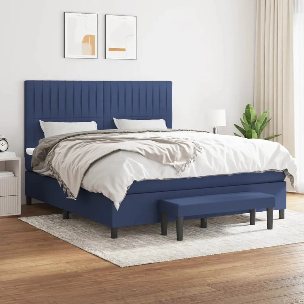 Box spring postel s matrací modrá 160x200 cm textil 3136771