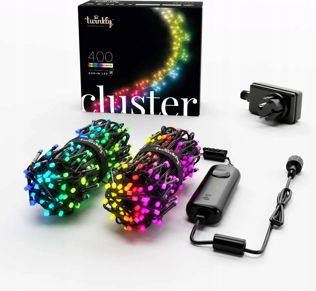 Twinkly Cluster 400 Rgbw Led černý drát 6 m, IP44 TWC400SPP-BEU