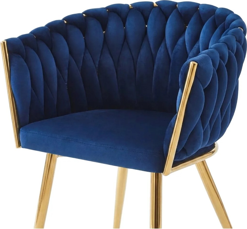 Sametové jídelní křeslo ORION VELVET se zlatými nohami, tmavě modré