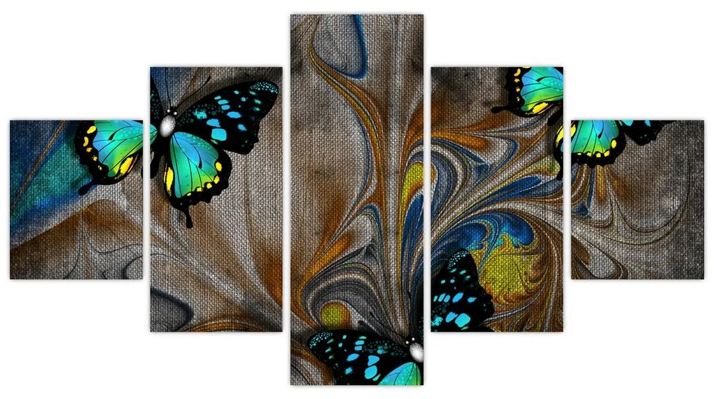 Obraz - Zářiví motýli na obraze (125x70 cm)