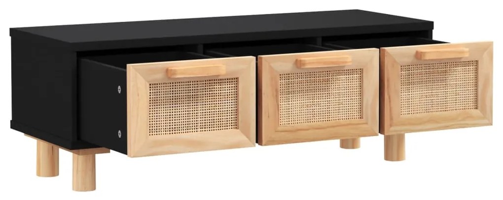 Konferenční stolek černý 80x40x30 cm kompozitní a borové dřevo - Default Title