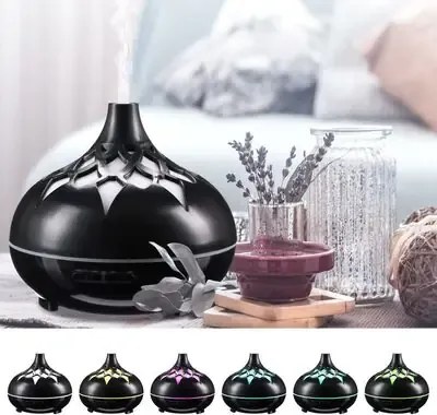 SIXTOL Palm černý lesk / Aroma difuzer / 500ml / 12 W / Automatické vy