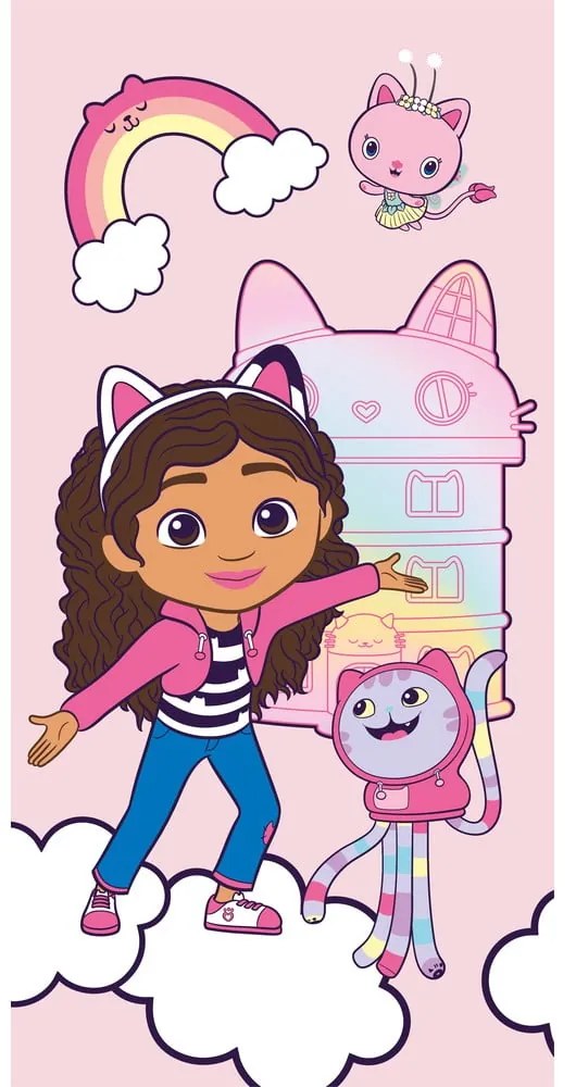 Růžová bavlněná dětská osuška 70x140 cm Gabby´s Dollhouse – Jerry Fabrics