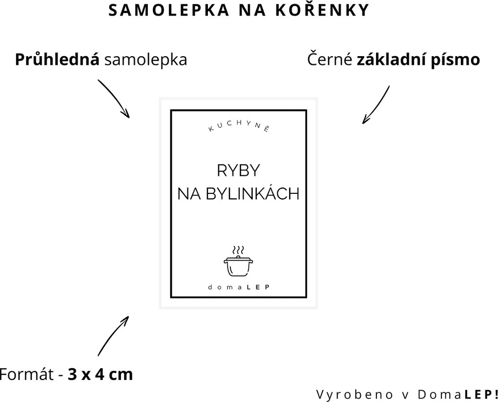 RYBY NA BYLINKÁCH - Samolepka na kořenky 3 x 4 cm - DomaLEP varianta: BÍLÁ - základní písmo