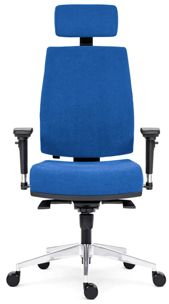 ANTARES kancelářská židle 1880 SYN Armin ALU PDH, nosnost 130 kg, Mechanika: SL s posuvem sedáku, Hlavová opěrka: Ano, Područky: AR08C PU, Kříž: Leštěný hliník. Židle je v plné výbavě.