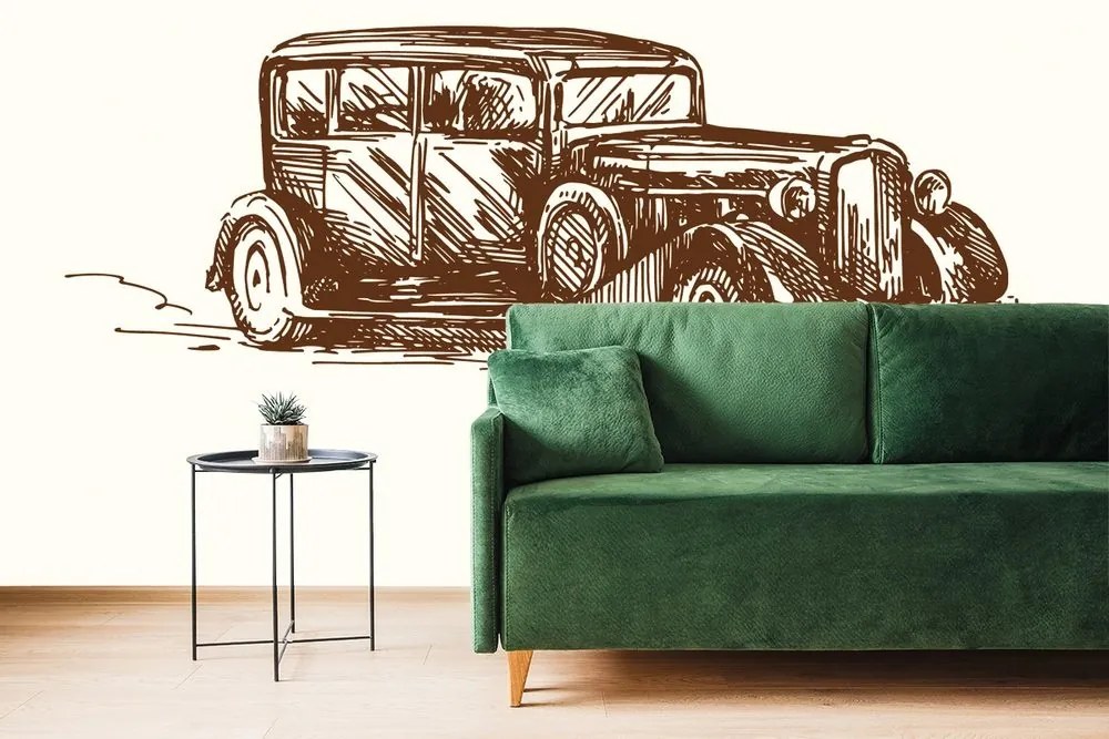 Samolepící tapeta retro závodní auto - 225x150 cm