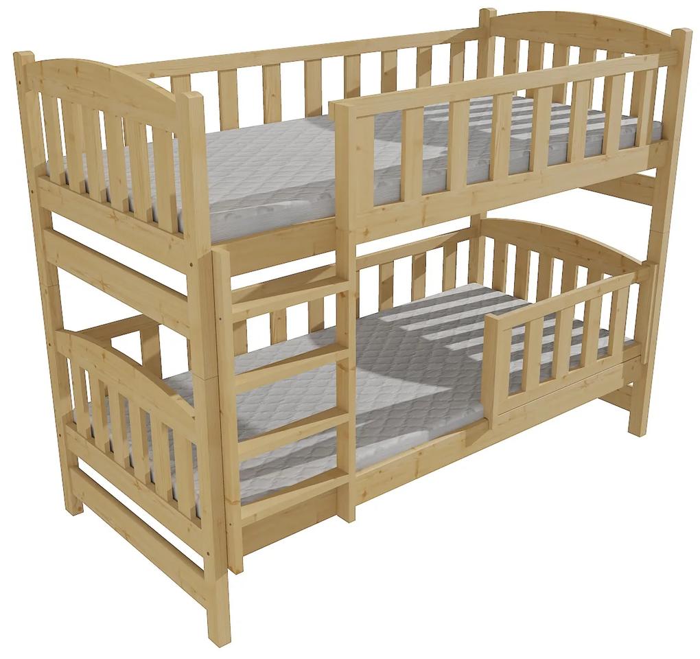 Vomaks Patrová postel PP 013 se zábranou Rozměr: 90 x 180 cm, Barva: moření dub, Prostor mezi lůžky: 80 cm