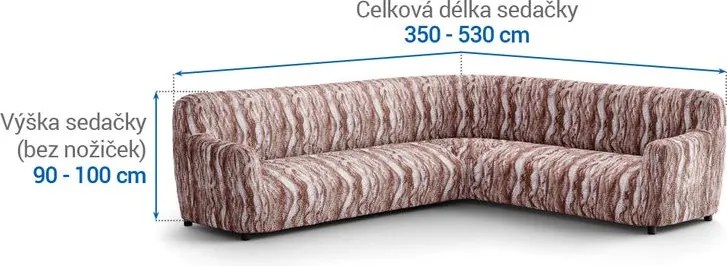 Bielastické potahy OCEANO NOVÉ hnědo-vínové rohová sedačka (š. 350 - 530 cm)