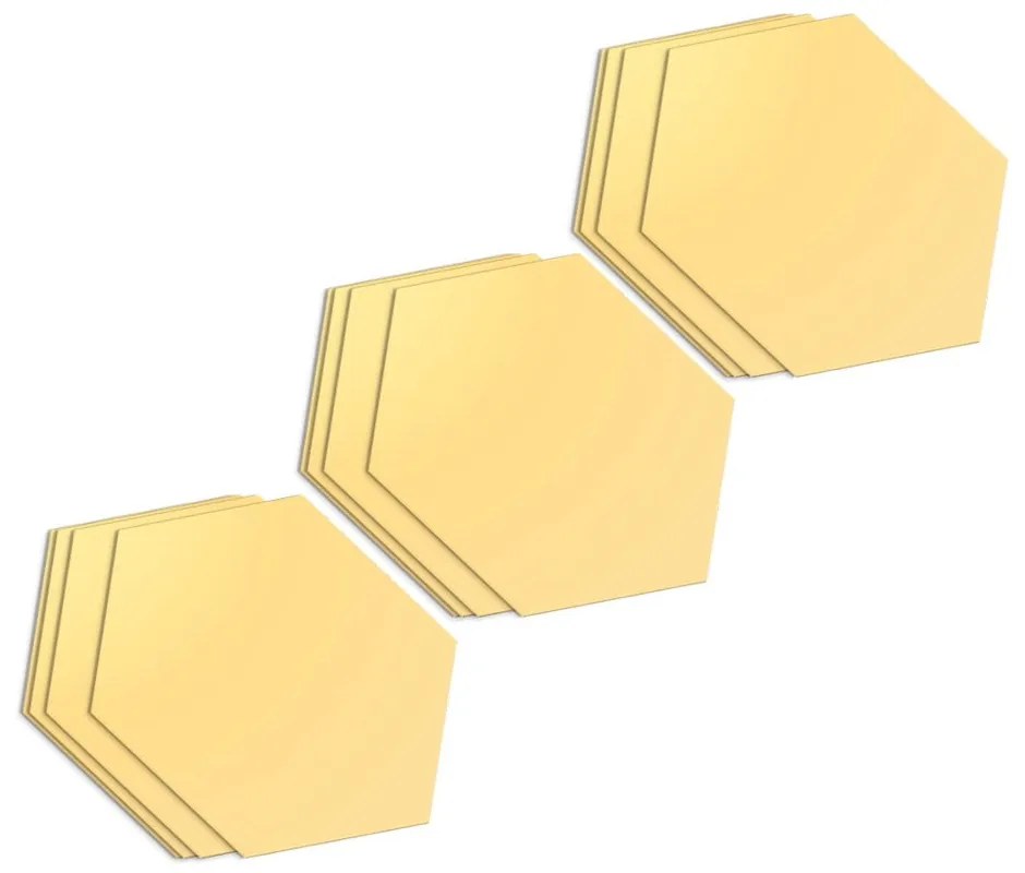 Sada samolepek na zeď 12 ks 17x20 cm Hexagons Gold – Ambiance