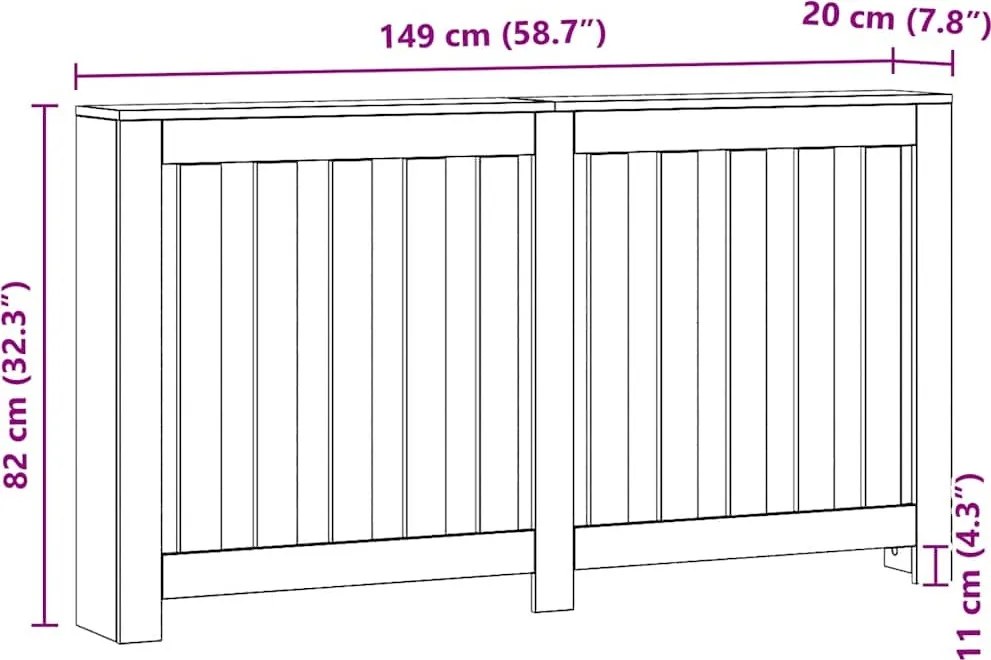 vidaXL Kryt na radiátor 149 x 20 x 82 cm kompozitní dřevo [852744] Barva: Staré dřevo