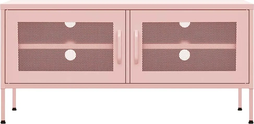 TV skříňka růžová 105 x 35 x 50 cm ocel 336238