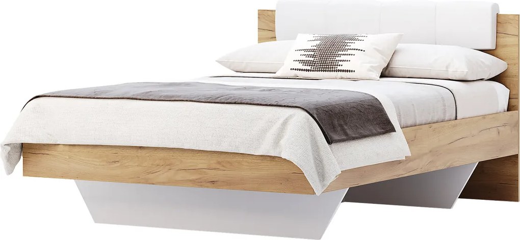 Postel 180x200 měkké čelo dub craft / bílý Asti