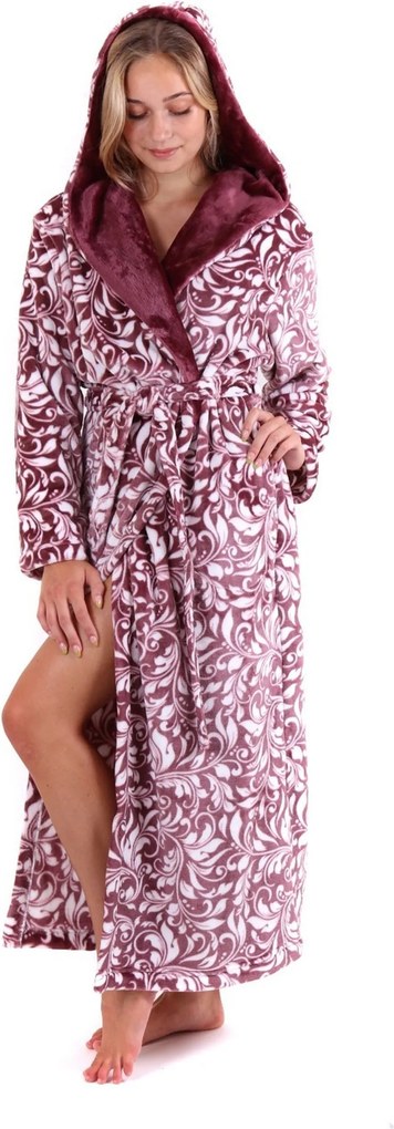 Župan s kapucí Flora mauve wine 39 56 4803 - M