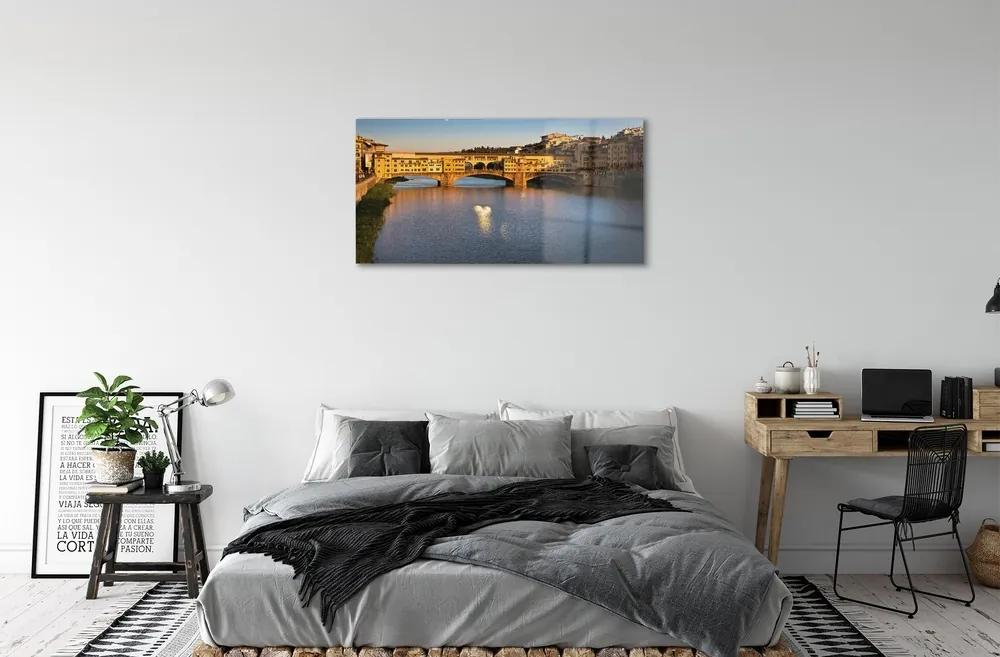 Obraz na skle Itálie Sunrise mosty 125x50 cm