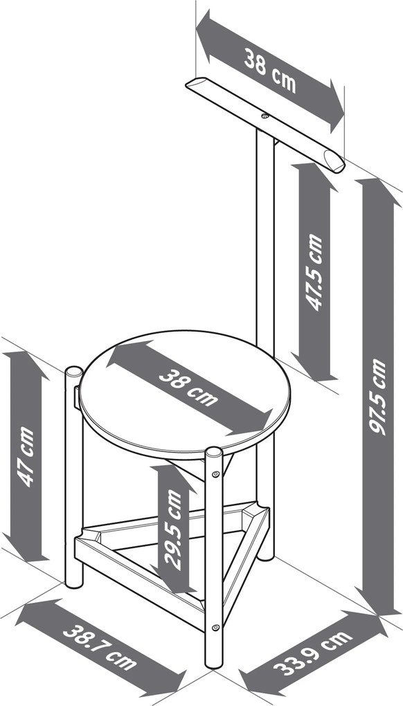 Tchibo - Němý sluha se stoličkou z masivního dřeva - barva: hnědá