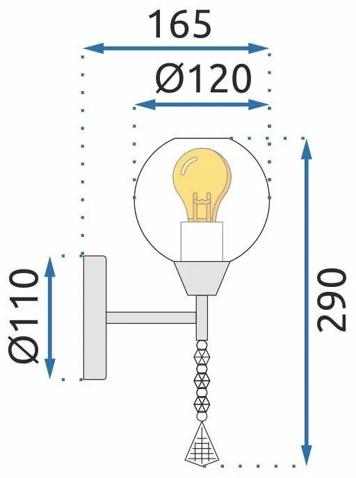 Toolight - Nástěnné svítidlo ve stylu LOFT 1xE27, chromová, OSW-08480