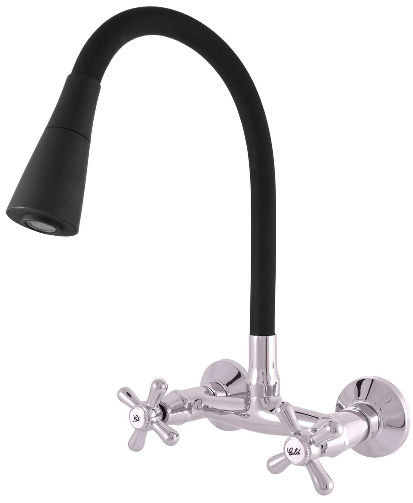 Slezák - RAV Umyvadlová/dřezová baterie s flexibilním ramínkem MORAVA RETRO - MK102.x/13, Černá/chrom Rozteč připojení (mm): 150